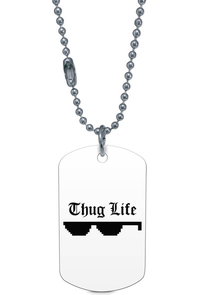 Hero Tasarım Thug Life Gümüş Renk Künye / Kolye DFT1700
