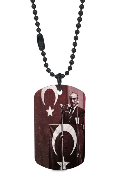 Hero Tasarım Alparslan Türkeş Siyah Renk Künye / Kolye DFT3808