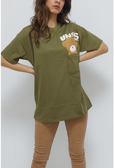 Sue Ayıcık Işlemeli Tişört Haki