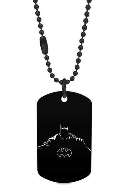 Hero Tasarım Batman Siyah Renk Künye / Kolye DFT3944 Hero Tasarım Batman Siyah Renk Künye / Kolye DFT3944