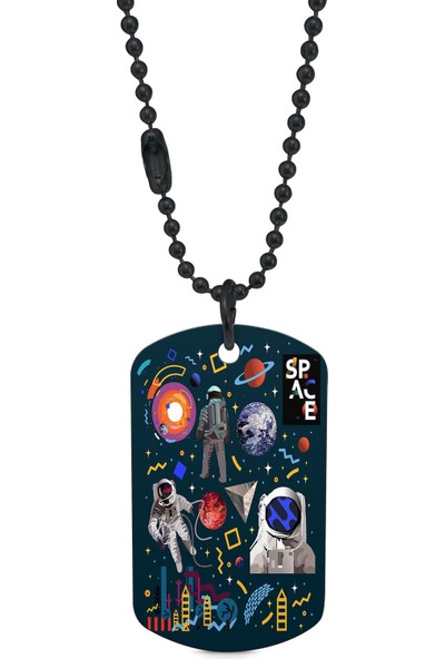 Hero Tasarım Space Siyah Renk Künye / Kolye DFT548