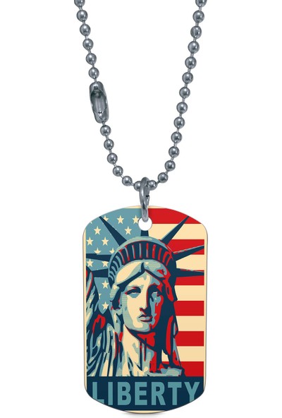 Hero Tasarım Özgürlük Heykeli Gümüş Renk Künye / Kolye DFT501