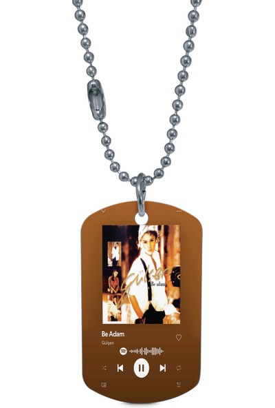 Hero Tasarım Be Adam Gülşen Spotify Karekodlu Gümüş Renk Künye / Kolye DFT2838