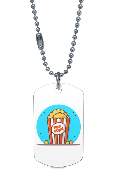 Hero Tasarım Popcorn Gümüş Renk Künye / Kolye DFT1081