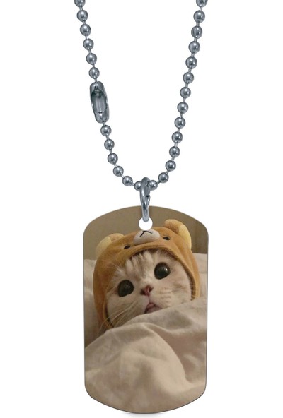 Hero Tasarım Kedi Gümüş Renk Künye / Kolye DFT2358