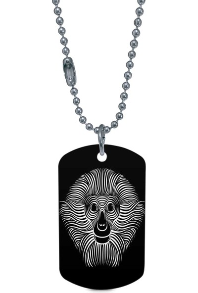 Hero Tasarım Maymun Gümüş Renk Künye / Kolye DFT3363