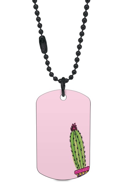 Hero Tasarım Kaktüs Siyah Renk Künye / Kolye DFT3935