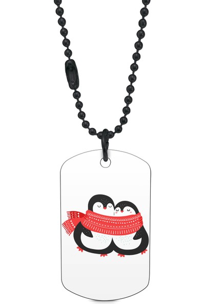 Hero Tasarım Iki Penguen Siyah Renk Künye / Kolye DFT775