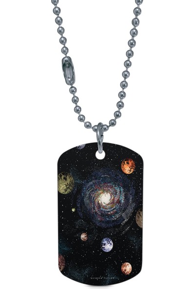 Hero Tasarım Galaksi Gümüş Renk Künye / Kolye DFT559