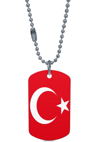 Hero Tasarım Türkiye Bayrağı Gümüş Renk Künye / Kolye DFT5497