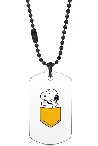 Hero Tasarım Snoopy Siyah Renk Künye / Kolye DFT5815