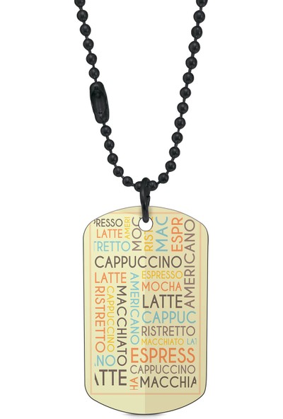 Hero Tasarım Coffee Siyah Renk Künye / Kolye DFT5198 Hero Tasarım Coffee Siyah Renk Künye / Kolye DFT5198