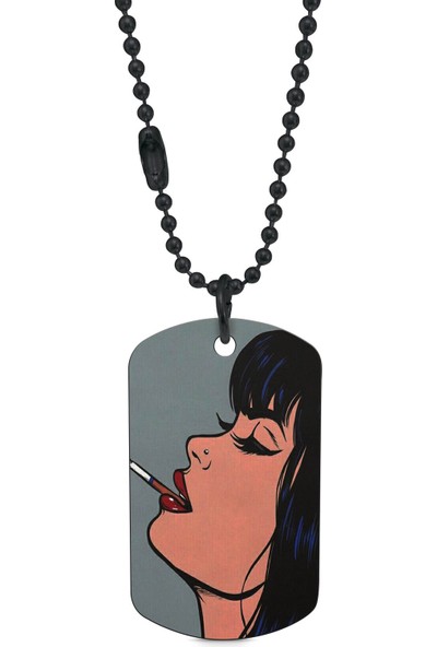 Hero Tasarım Pop Art Siyah Renk Künye / Kolye DFT3294