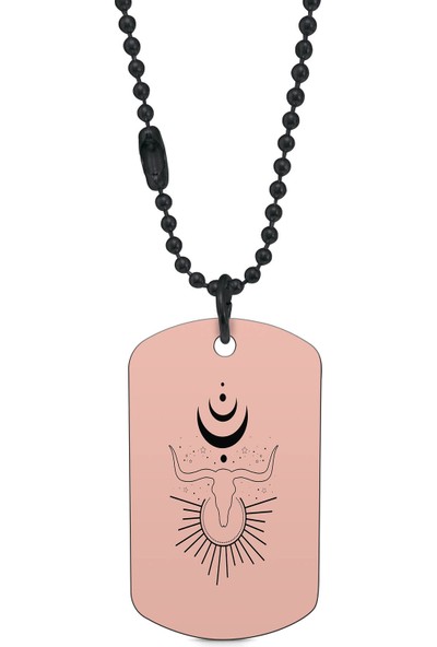 Hero Tasarım Boğa Siyah Renk Künye / Kolye DFT2336