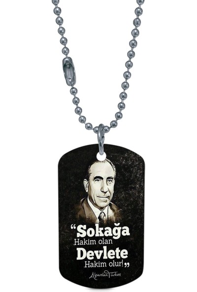 Hero Tasarım Alparslan Türkeş Gümüş Renk Künye / Kolye DFT3807