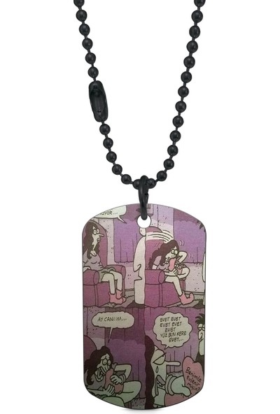 Hero Tasarım Karikatür Siyah Renk Künye / Kolye DFT2561 Hero Tasarım Karikatür Siyah Renk Künye / Kolye DFT2561