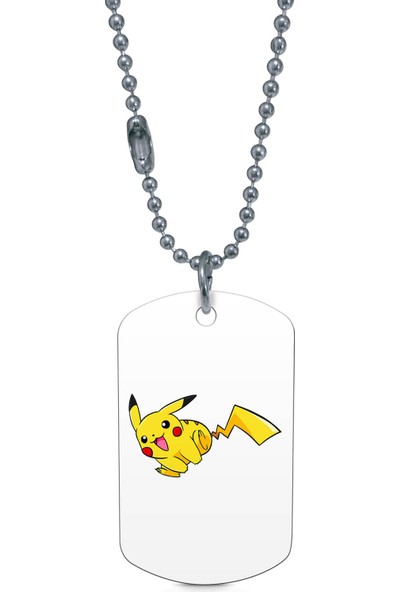 Hero Tasarım Pikaçu Gümüş Renk Künye / Kolye DFT448