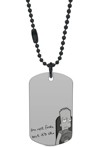 Hero Tasarım Simpsons Siyah Renk Künye / Kolye DFT4835