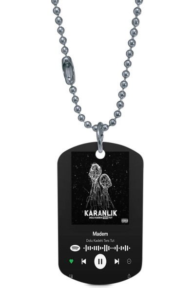 Hero Tasarım Madem Spotify Karekodlu Gümüş Renk Künye / Kolye DFT2770