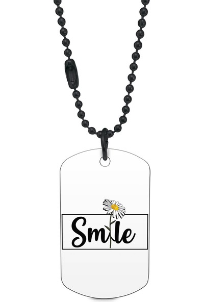Hero Tasarım Smile Papatya Siyah Renk Künye / Kolye DFT822 Hero Tasarım Smile Papatya Siyah Renk Künye / Kolye DFT822