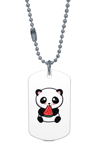 Hero Tasarım Panda Gümüş Renk Künye / Kolye DFT5769