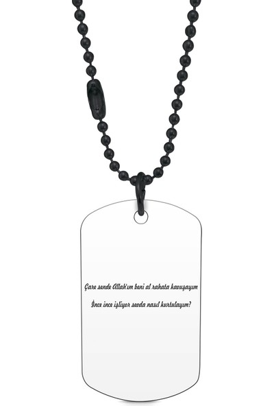 Hero Tasarım Sözler Siyah Renk Künye / Kolye DFT2823