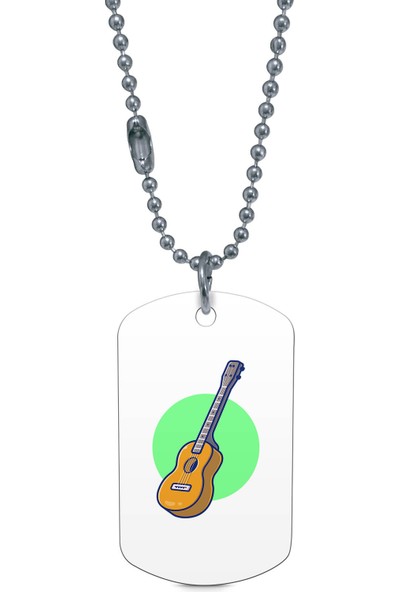 Hero Tasarım Gitar Gümüş Renk Künye / Kolye DFT1642
