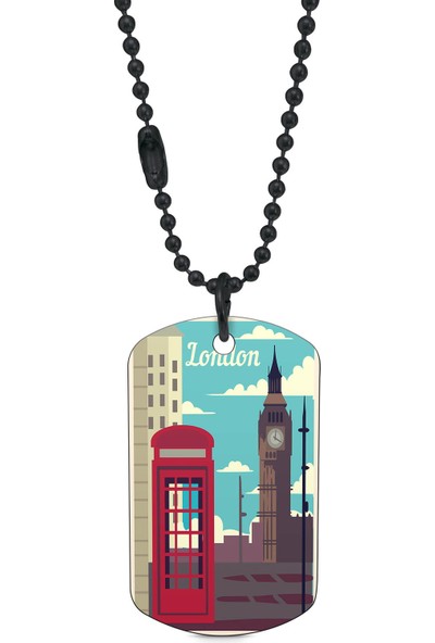 Hero Tasarım Londra Siyah Renk Künye / Kolye DFT540
