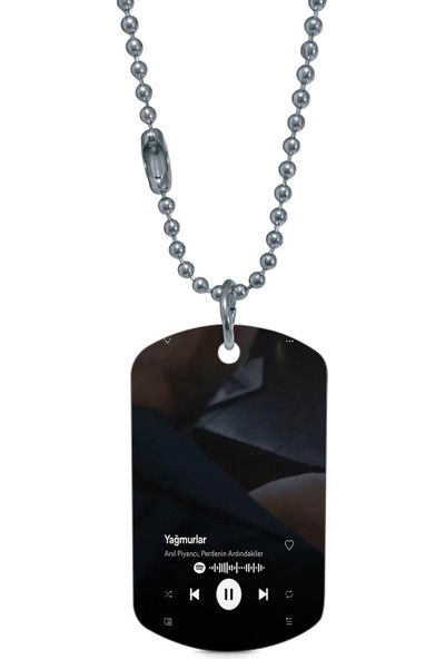 Hero Tasarım Yağmurlar Spotify Karekodlu Gümüş Renk Künye / Kolye DFT2810