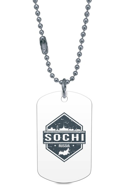 Hero Tasarım Sochi Russia Gümüş Renk Künye / Kolye DFT2223