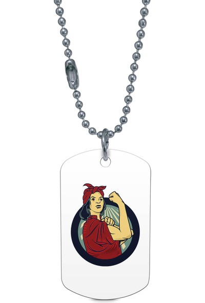 Hero Tasarım Strong Women Gümüş Renk Künye / Kolye DFT1003 Hero Tasarım Strong Women Gümüş Renk Künye / Kolye DFT1003