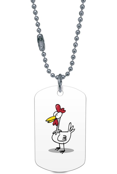 Hero Tasarım Tavuk Gümüş Renk Künye / Kolye DFT753 Hero Tasarım Tavuk Gümüş Renk Künye / Kolye DFT753