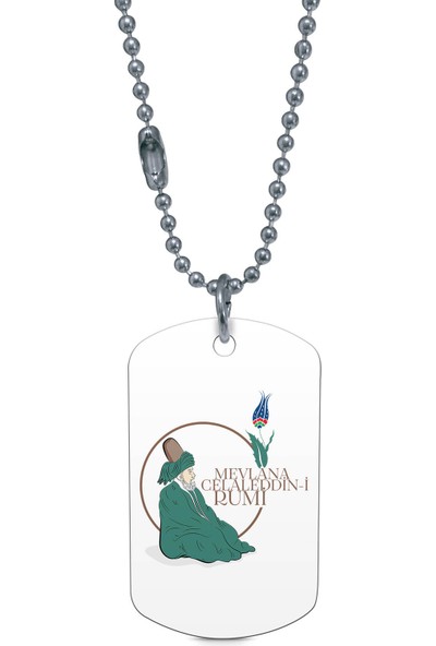 Hero Tasarım Mevlana Gümüş Renk Künye / Kolye DFT1020