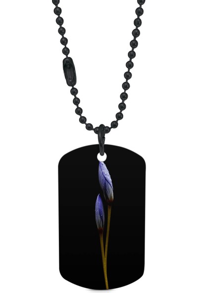 Hero Tasarım Çiçek Siyah Renk Künye / Kolye DFT2888