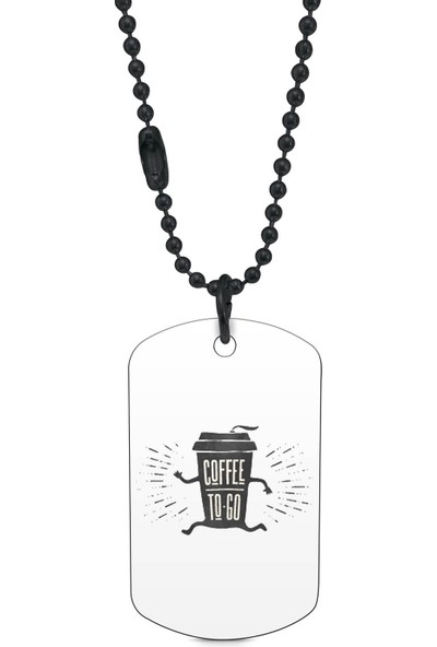 Hero Tasarım Coffee To Go Siyah Renk Künye / Kolye DFT1387