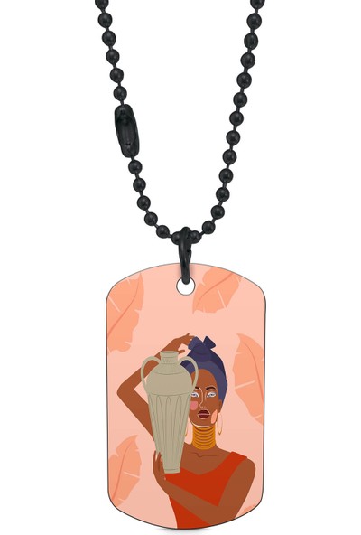 Hero Tasarım Woman Siyah Renk Künye / Kolye DFT528