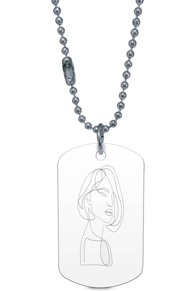 Hero Tasarım Soyut Yüz Gümüş Renk Künye / Kolye DFT2959