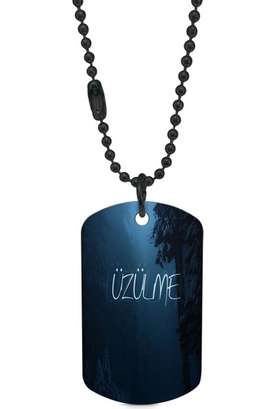 Hero Tasarım Üzülme Siyah Renk Künye / Kolye DFT2464