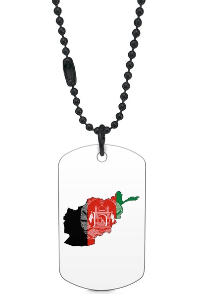 Hero Tasarım Afganistan Bayrağı Siyah Renk Künye / Kolye DFT464