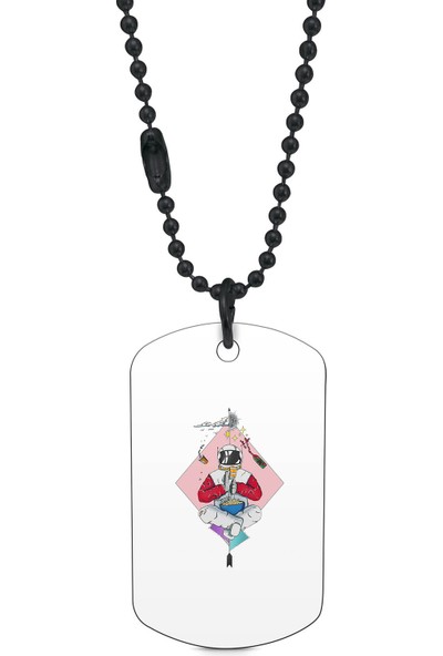 Hero Tasarım Astronot Yoga Siyah Renk Künye / Kolye DFT1939