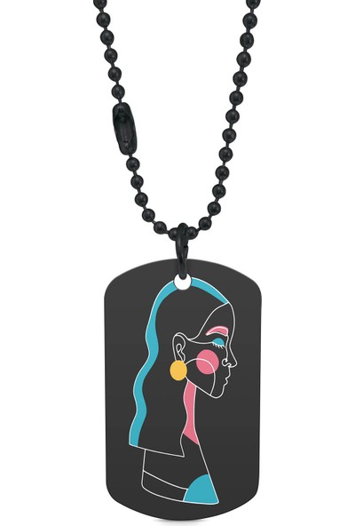 Hero Tasarım Woman Siyah Renk Künye / Kolye DFT5235