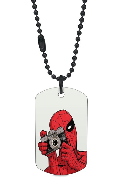 Hero Tasarım Örümcek Adam Siyah Renk Künye / Kolye DFT4275