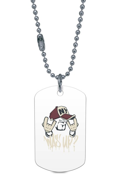 Hero Tasarım Was Up Gümüş Renk Künye / Kolye DFT1659