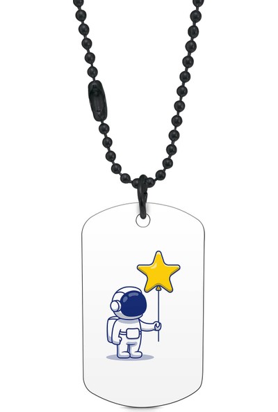 Hero Tasarım Yıldız Balonu Siyah Renk Künye / Kolye DFT1833