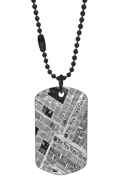 Hero Tasarım Gazete Sayfaları Siyah Renk Künye / Kolye DFT3325