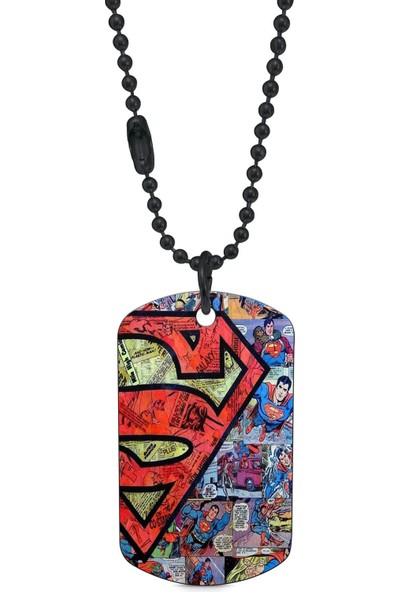 Hero Tasarım Superman Siyah Renk Künye / Kolye DFT4169