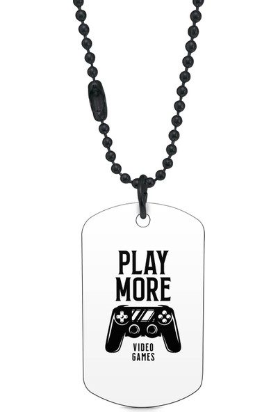 Hero Tasarım Play More Siyah Renk Künye / Kolye DFT1749