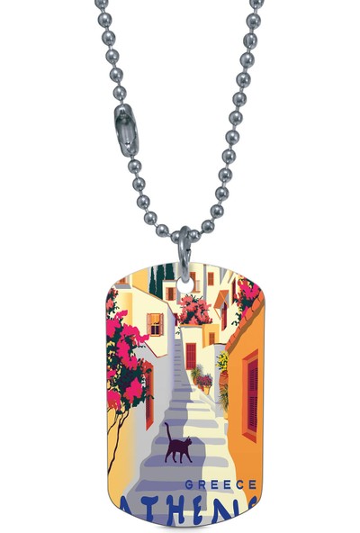 Hero Tasarım Yunanistan Gümüş Renk Künye / Kolye DFT5028
