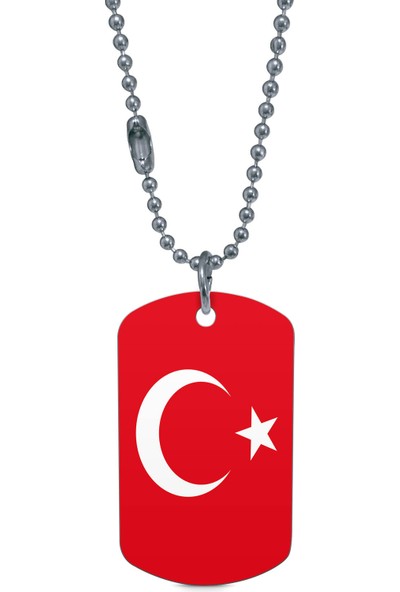 Hero Tasarım Türk Bayrağı Gümüş Renk Künye / Kolye DFT5406