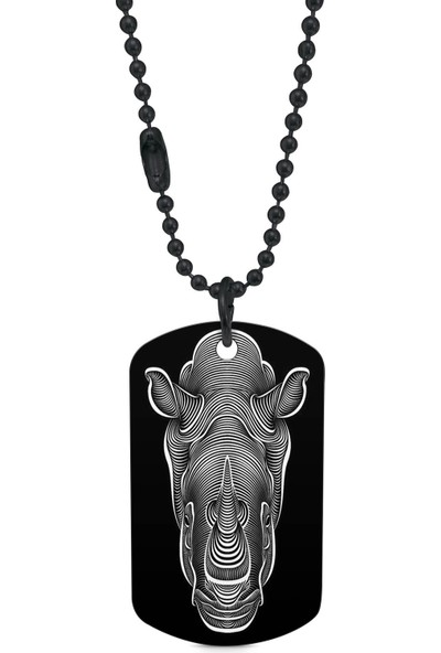 Hero Tasarım Gergedan Siyah Renk Künye / Kolye DFT2372